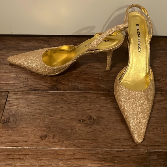 Ellen Tracy | Shoes | Sparkling Gold Slingback Heels By Ellen Tracy ...